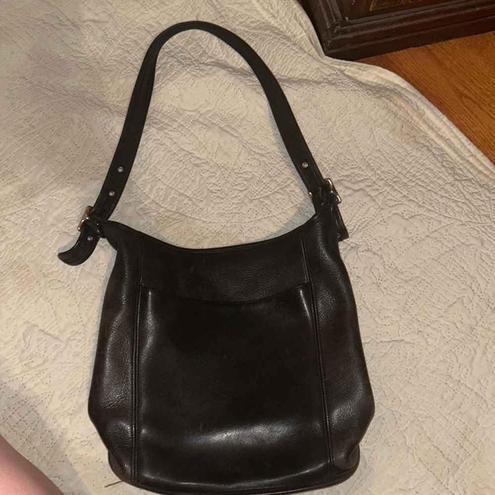 Vintage, Large, Black Leather Coach “Duffle” Bag - Gem